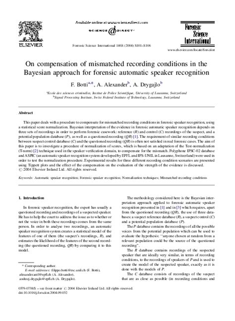 Pdf On Compensation Of Mismatched Recording Conditions In The