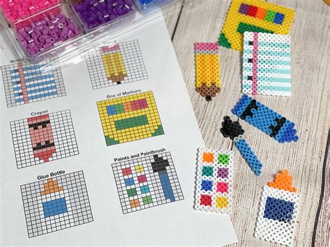 5 Little Monsters School Supply Perler Bead Designs