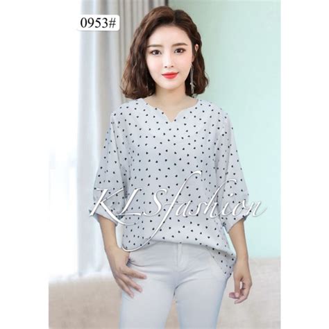 Bangkok Fashion Casual Plus Size Polka Dot Blouse 0953 Shopee