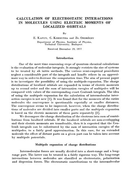 Pdf Calculation Of Electrostatic Interactions Dokumentips