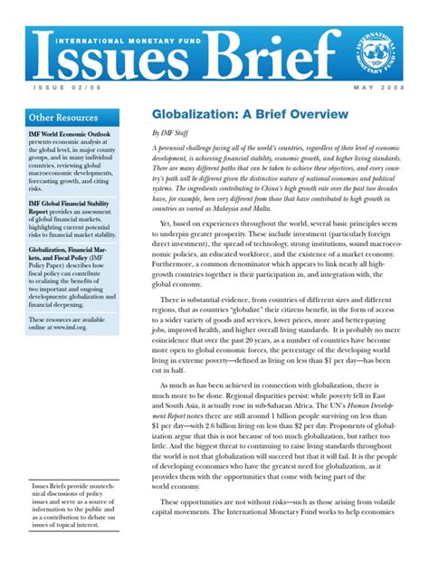 Globalization A Brief Overview Pdf Globalization Economic Inequality