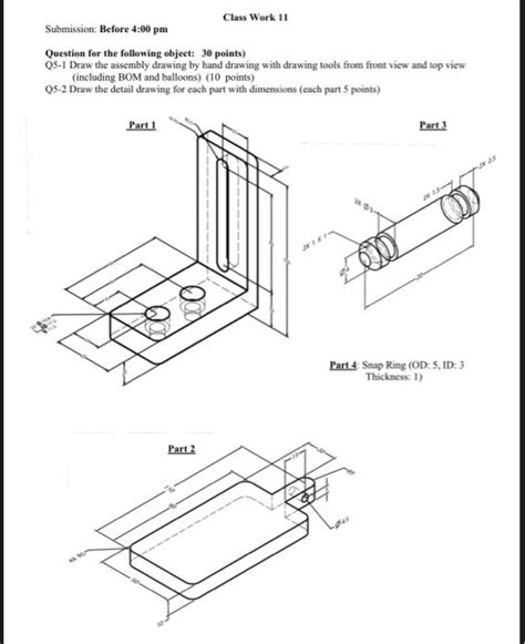 Solved Q5 1 Draw The Assembly Drawing By Hand Drawing With