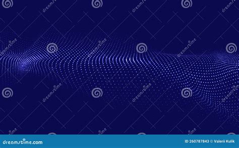 Futuristic Blue Background With A Dynamic Wave Of Particles Big Data Vector Illustration