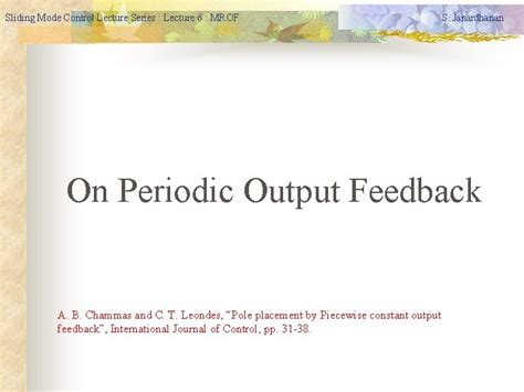 Multirate Output Feedback S Janardhanan Sliding Mode Control
