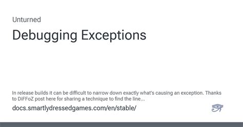 debugging exceptions — unturned 3 x documentation