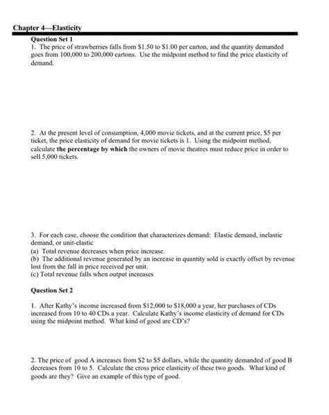 Solved Chapter 4 Elasticity Question Set 1 1 The Price Of