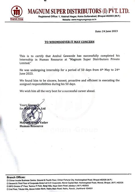 Anshul Gawande On Linkedin Experience Internship Hr Learning Grateful