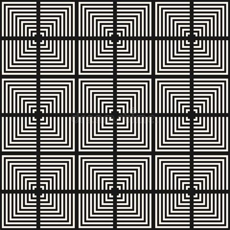 Vector Black And White Geometric Seamless Pattern With Lines Squares Grid Stock Vector