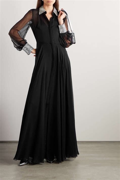 Black Embellished Silk Chiffon Gown Valentino Garavani Valentino