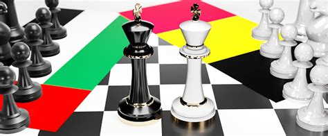 아랍 에미리트와 벨기에 충돌 충돌 위기와 국가 플래그와 체스 게임에 의해 상징 무역 거래와 지배를 목표로 그 두 나라 사이의