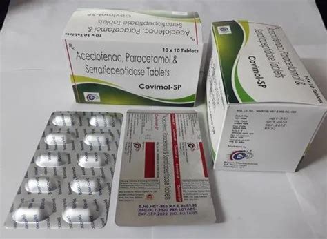 Covimol Sp Aceclofenac Paracetamol And Serratiopeptidase Tablets At