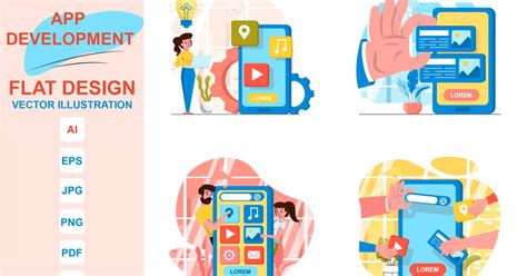 Illustrations App Development Flat Design Concept Illustrations Ft