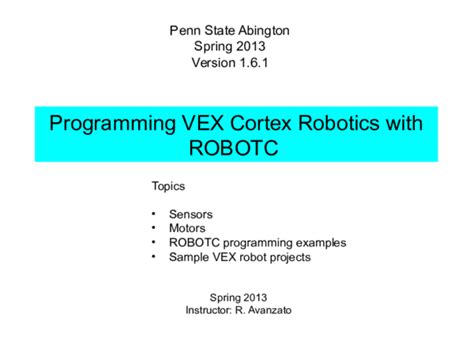 Ppt Programming Vex Cortex Robots With Robot