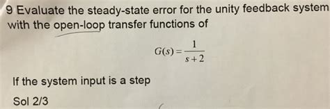 Solved Evaluate The Steady State Error For The Unity