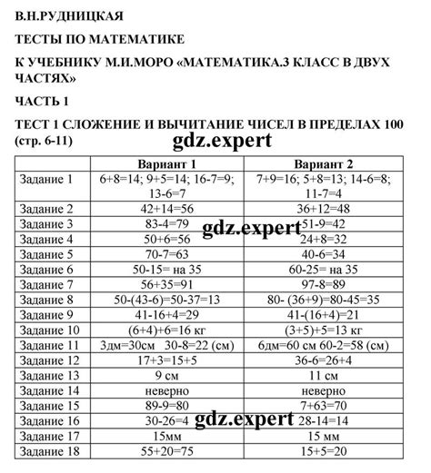 ГДЗ решебник по математике 3 класс Рудницкая тесты Экзамен к учебнику Моро