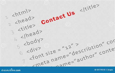 Printed Html Code For Contact Us Page Stock Photo Image Of Printed Encryption
