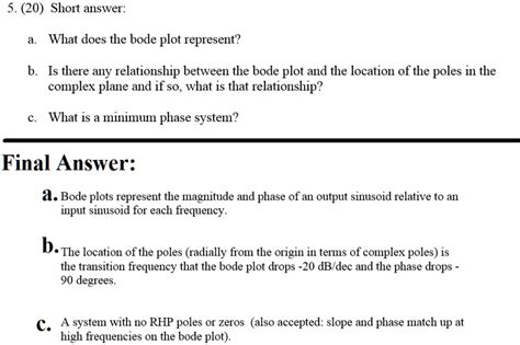 SOLVED 5 20 Short Answer A What Does The Bode Plot Represent B Is There Any Relationship