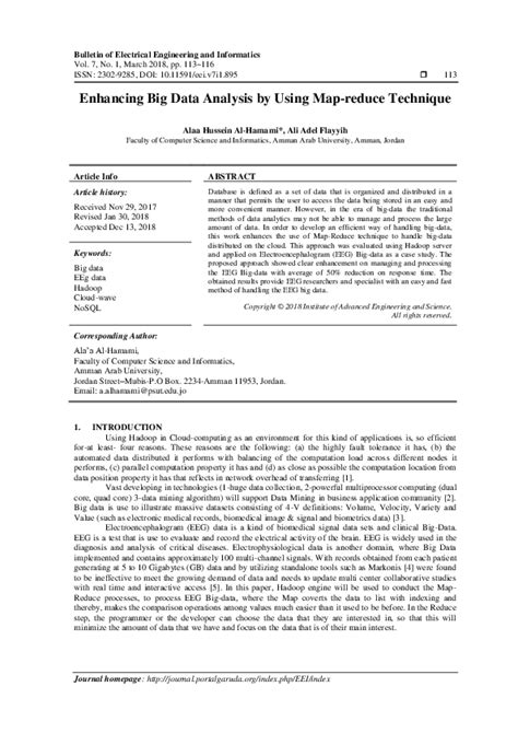Pdf Enhancing Big Data Analysis By Using Map Reduce Technique