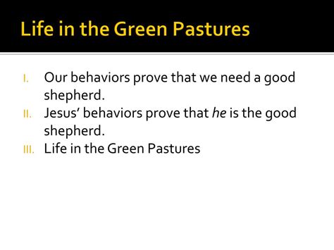 Ppt Life In The Green Pastures Powerpoint Presentation Free Download