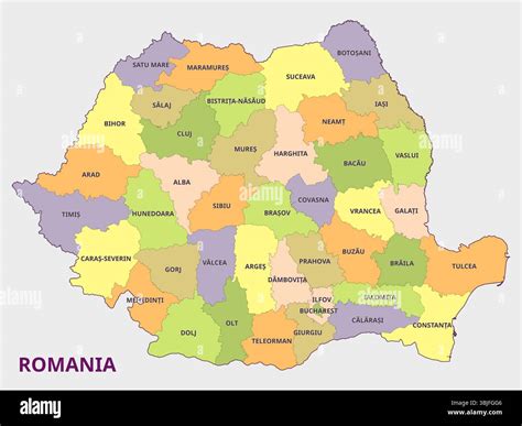 Map Of Romania Regions And Administrative Divisions Stock Vector Image
