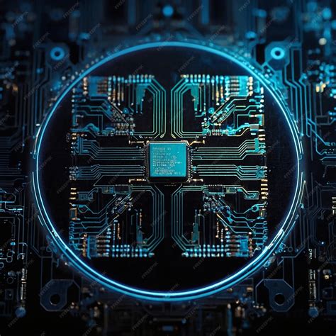 advanced technology concept visualization circuit board cpu processor microchip premium ai