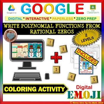 EMOJI Write Polynomial Functions Levels Google Hard Copy