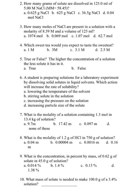 solved 2 how many grams of solute are dissolved in 125 0 ml