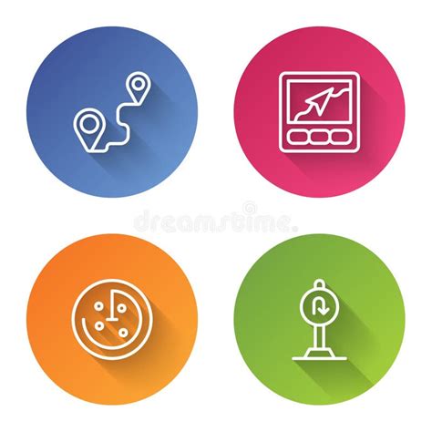 Set Line Route Location Gps Device With Map Radar Targets Monitor And