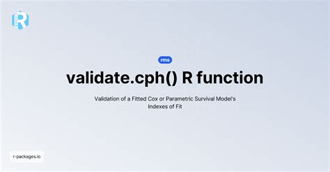 Validatecph R Function From Rms R Packages