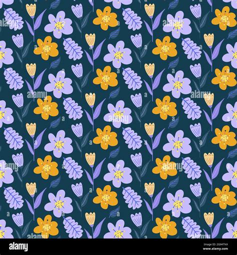 Vintage Flowers Seamless Pattern Trendy Print Flower Repeating Texture Background
