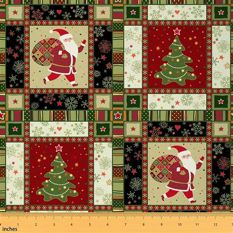 Christmas Fabric By The Yard Xmas Tree Decorative Santa