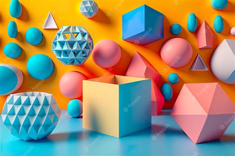Premium Photo Colorful Geometric Backgrounds Dynamic Composition Pyramid Dodecahedron Prisms