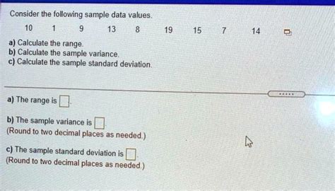 Solved Consider The Following Sample Data Values 10 13 19 A