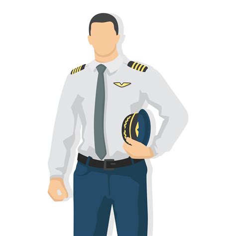 Airplane Pilot In Modern Style Vector Illustration Man Simple Flat Shadow Isolated On White