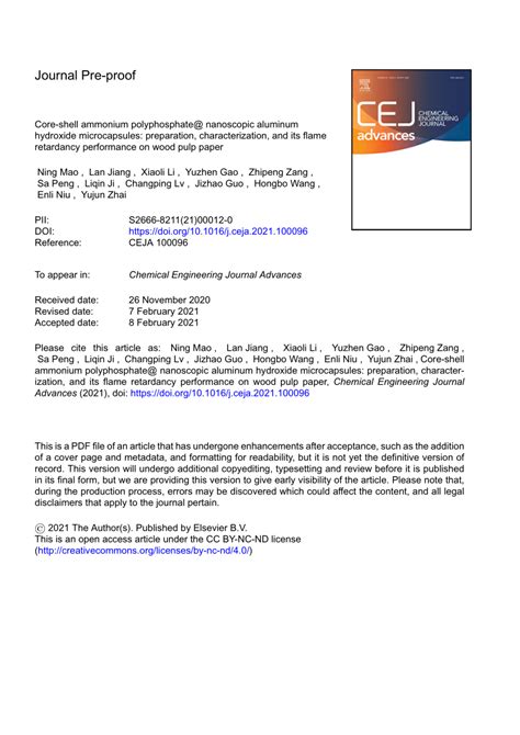 Pdf Core Shell Ammonium Polyphosphatenanoscopic Aluminum Hydroxide Microcapsules Preparation