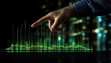 candlestick chart on touchscreen shows the price movements of stock