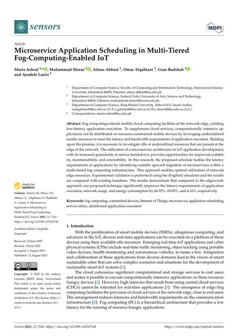 Pdf Microservice Application Scheduling In Multi Tiered Fog Computing