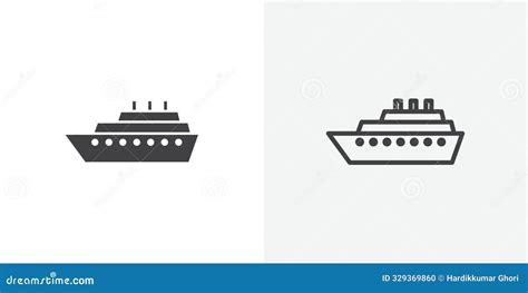 Cruise Ship Thin Line Icon Set Stock Vector Illustration Of Transport Label 329369860