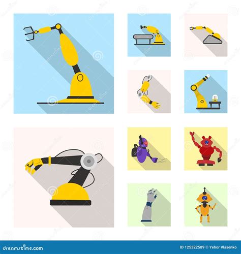 Vector Illustration Of Robot And Factory Sign Set Of Robot And Space Stock Vector Illustration