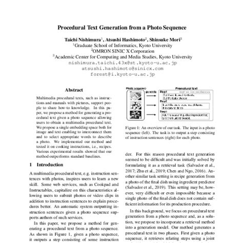 Procedural Text Generation From A Photo Sequence Acl Anthology
