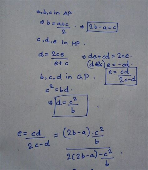 if a b c d e be five numbers such that a b c are in a p b c d are in