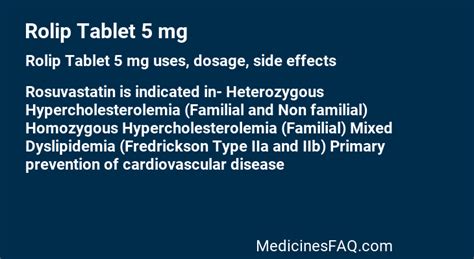 Rolip Tablet 5 Mg Uses Dosage Side Effects Food Interaction And Faq