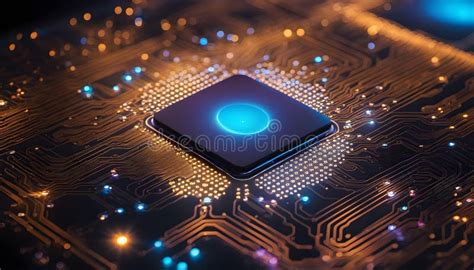 A Captivating Close Up View Of A Sleek Futuristic Ai Circuit Board Illuminated By Pulsating