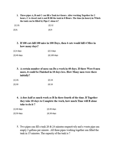 Arithmetic Questions Pdf Hydraulic Engineering Water Supply