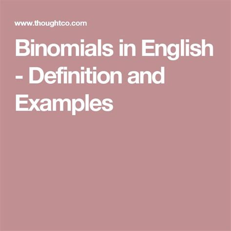The Definition And Examples Of Binomial Pairs In English Check And