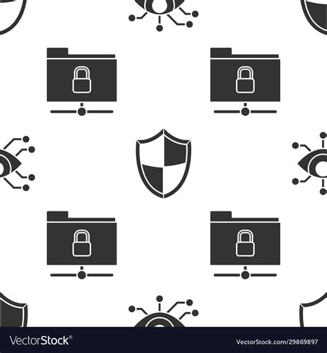 Set Eye Scan Shield And Ftp Folder And Lock Vector Image