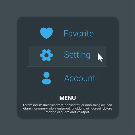 Premium Vector Dark Theme Option Menu Design For User Interface