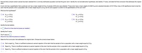 solved assume that a simple random sample has been selected