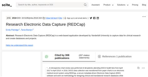 Research Electronic Data Capture Redcap Scite Report