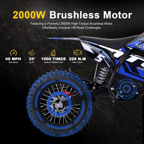 Mototec 60v Pro Electric Dirt Bike 2000w Lithium Hp115e Wheelywheels